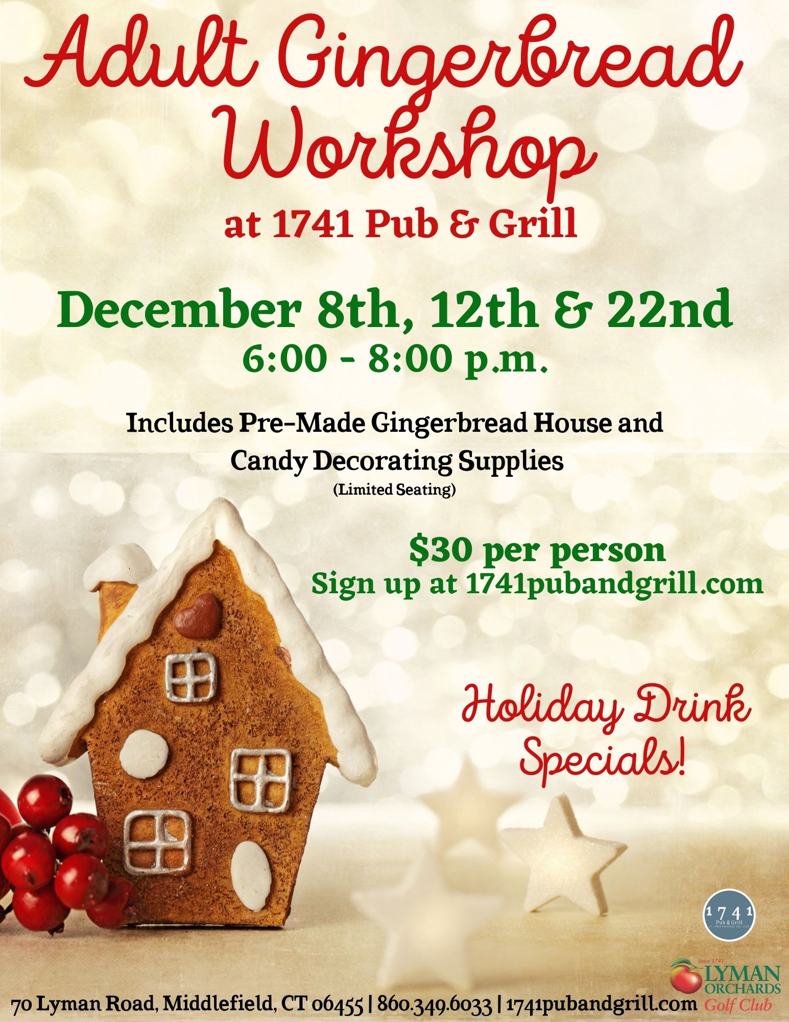 Adult Gingerbread House Workshop at 1741 Pub & Grill! | What’s ...